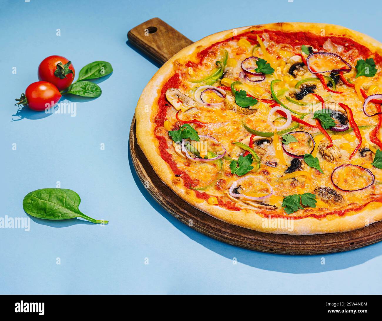 Vegetarian pizzas with cheese top view Stock Photo - Alamy