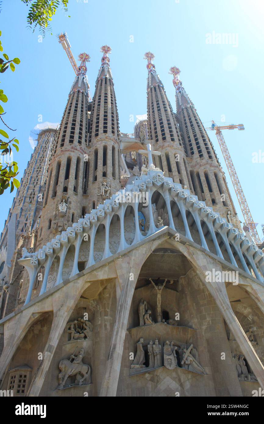 The stunning Sagrada Familia in Barcelona, a masterpiece of Gaudí’s architecture, still under ...