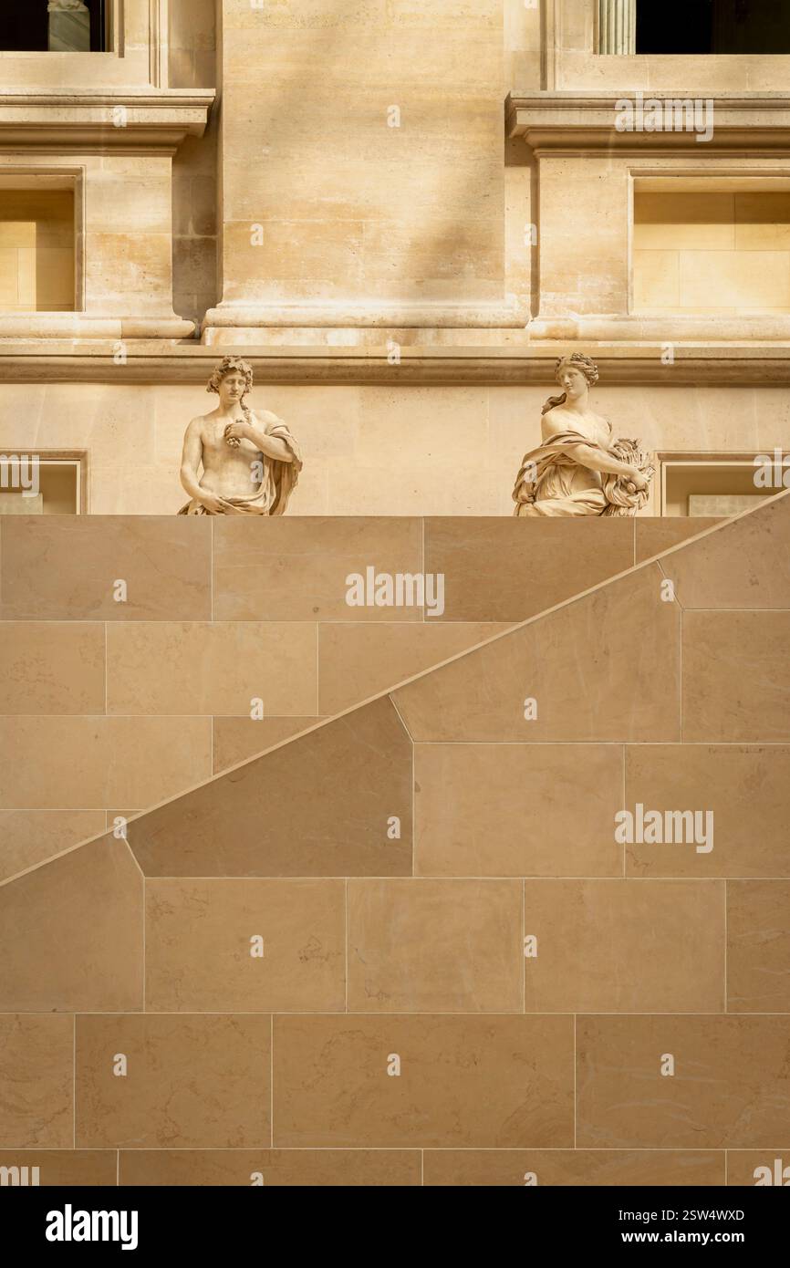 Paris, France - 02 23 2022: Le Louvre Museum. Bronze Statue Four ...