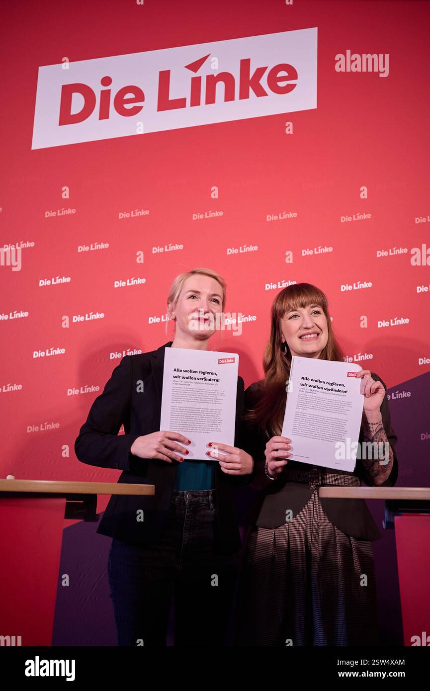 Berlin, Pressekonferenz Die Linke mit Ines Schwerdtner und Heidi ...