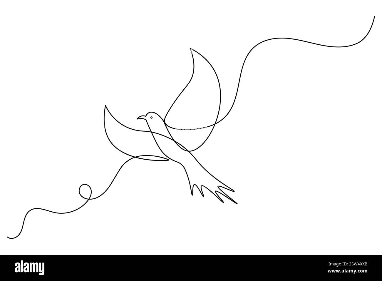 Bird continuous one line drawing and minimalist style isolate outline ...