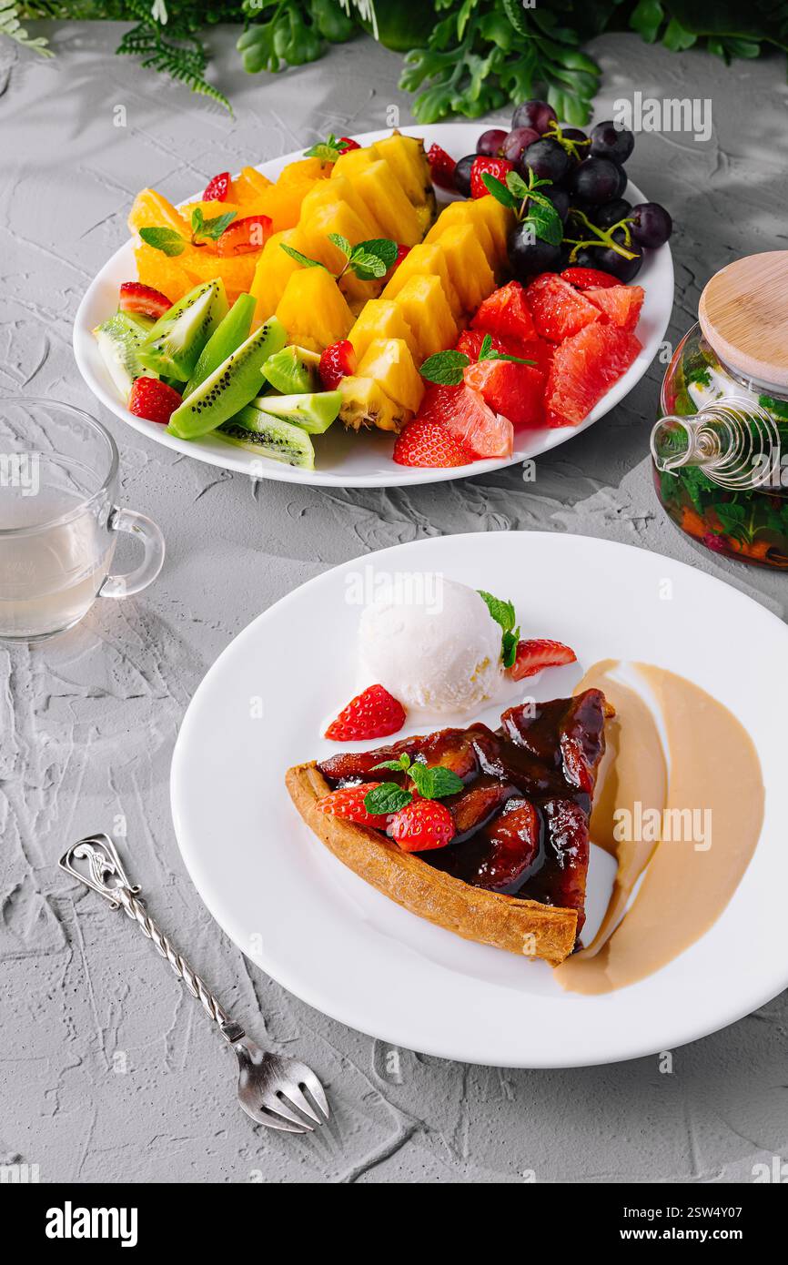 Gourmet dessert selection on elegant table setting Stock Photo - Alamy