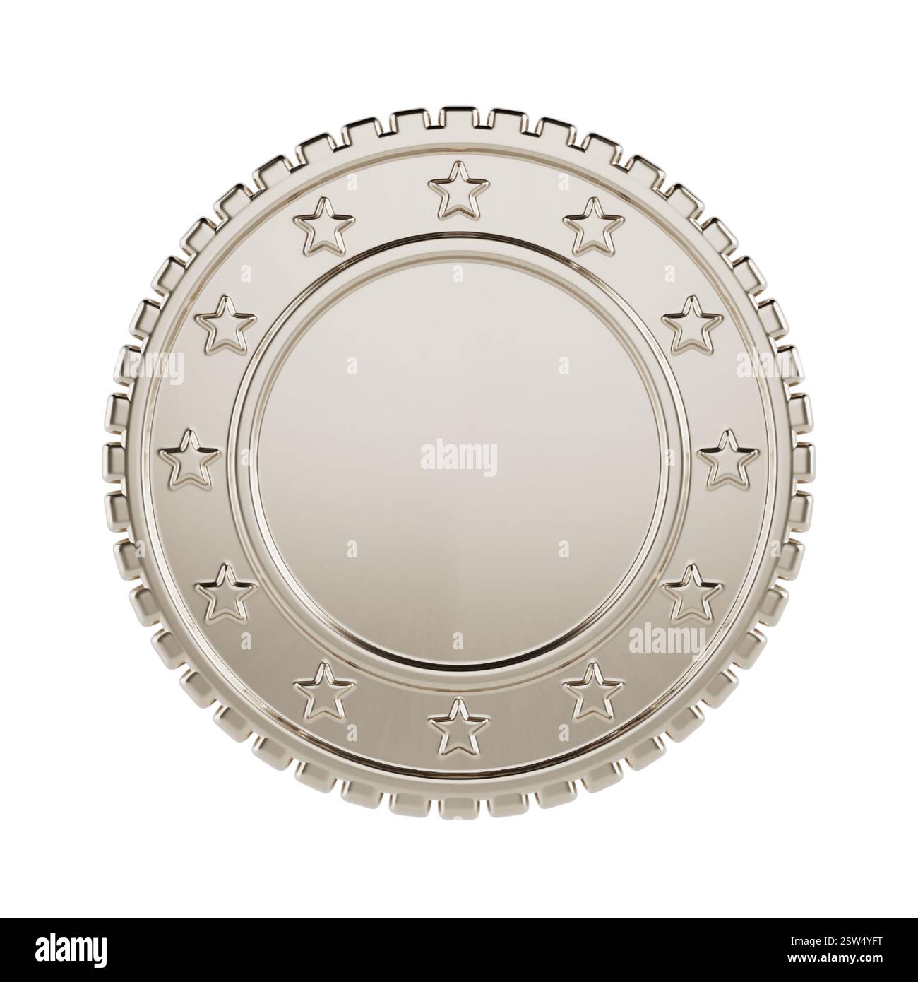 Platinum Mockup Coin with Empty Space for Your Design on a white ...