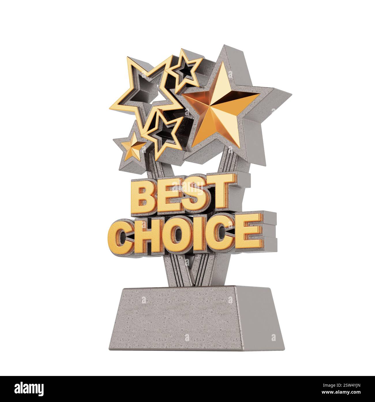Golden Best Choice Business Award Trophy on a white background. 3d ...