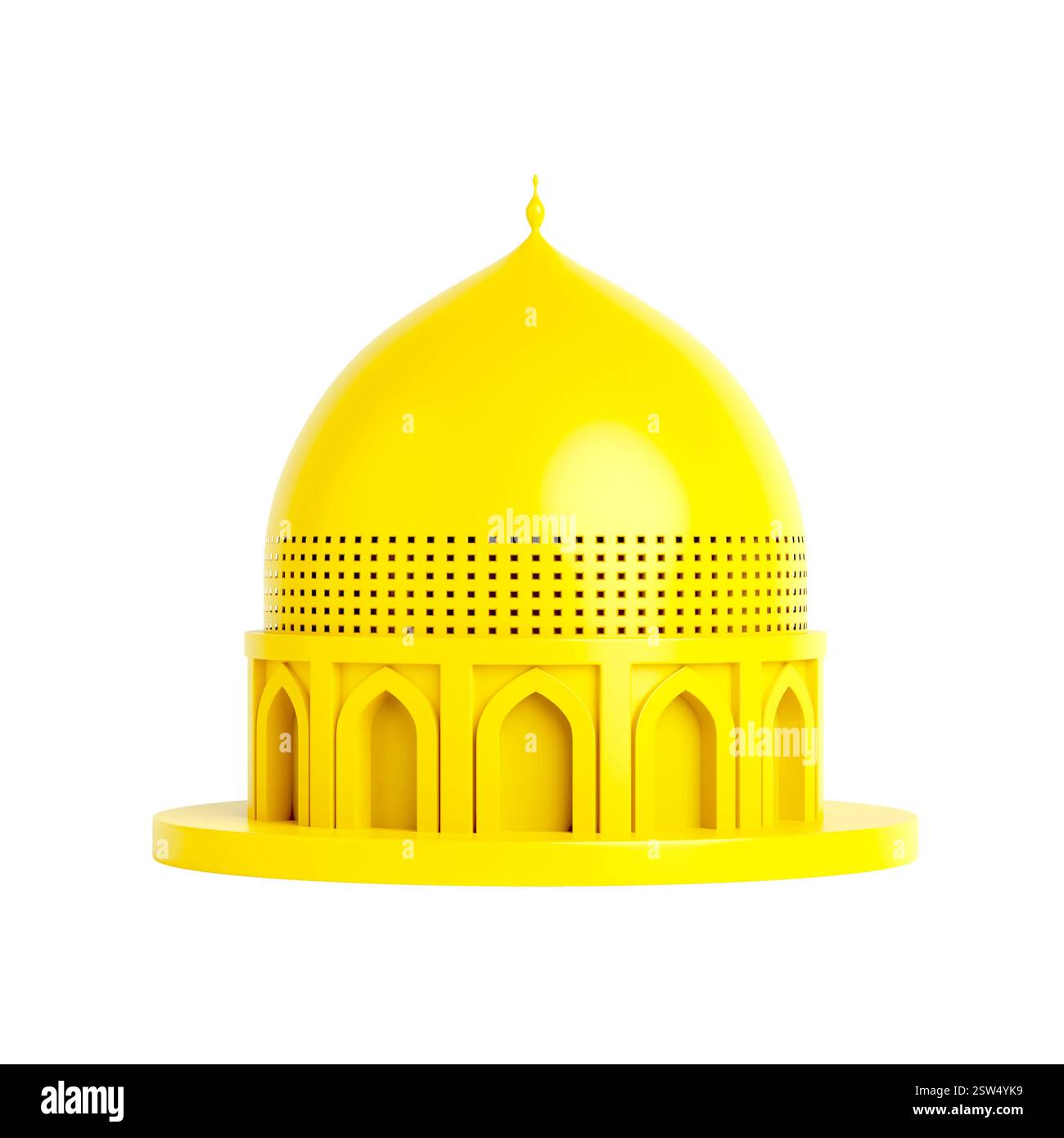 Yellow Islamic Mosque and Minaret Building Model Icon on a white ...