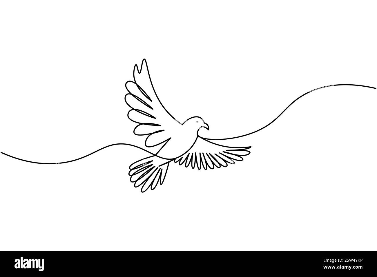 Bird continuous one line drawing and minimalist style isolate outline ...