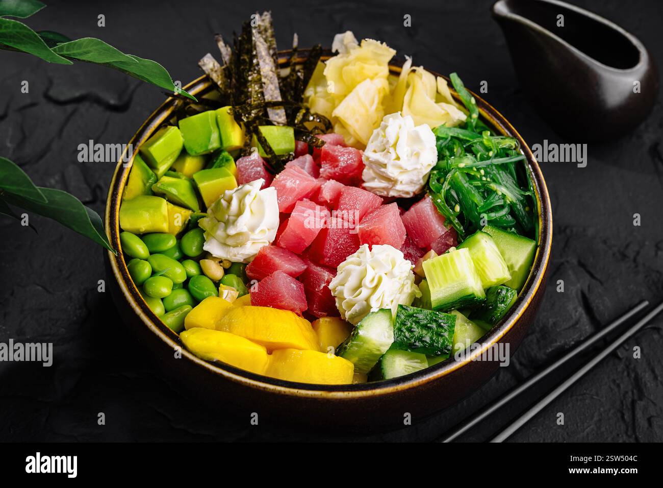 Poke bowl avocado edamame cucumber hi-res stock photography and images ...