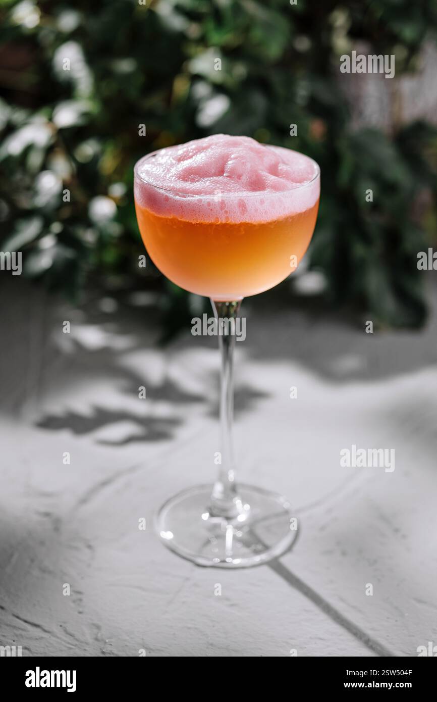 Elegant frothy cocktail in a stem glass Stock Photo - Alamy