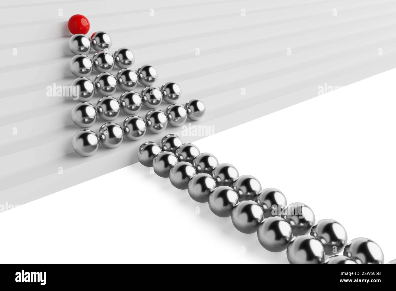 Leadership Concept. Rows of Balls in the Form of an Arrow Ascending ...