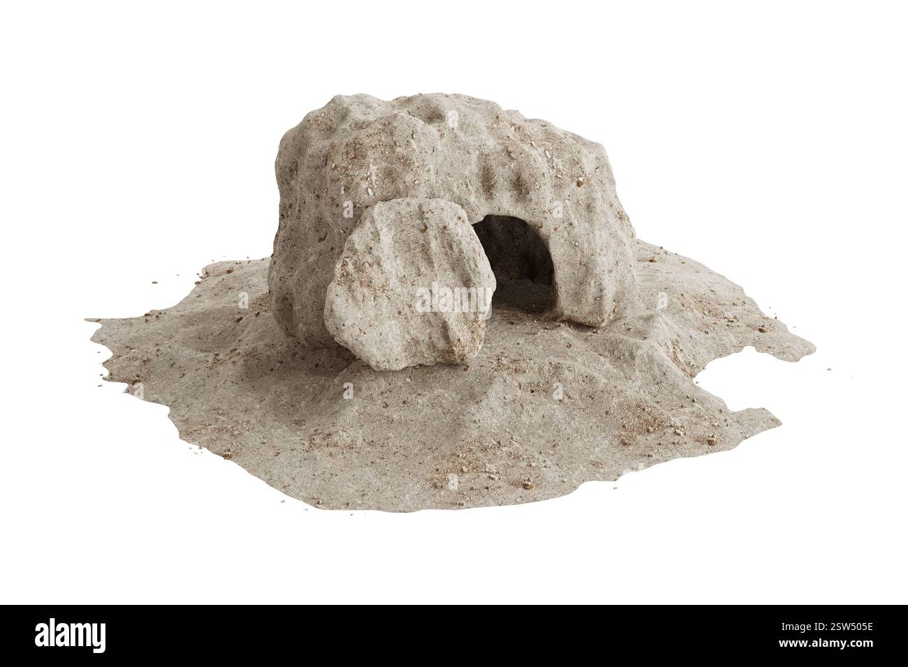 Easter Concept. Empty Tomb of Jesus Christ with Rolled Away Stone Near ...