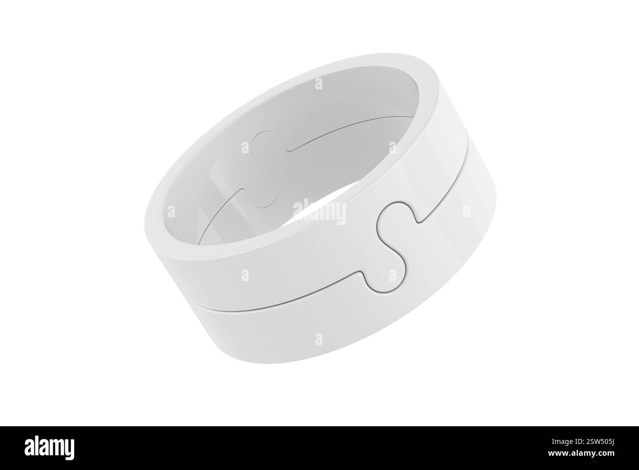 White Ring in Shape of Puzzle in Clay Style on a white background. 3d ...