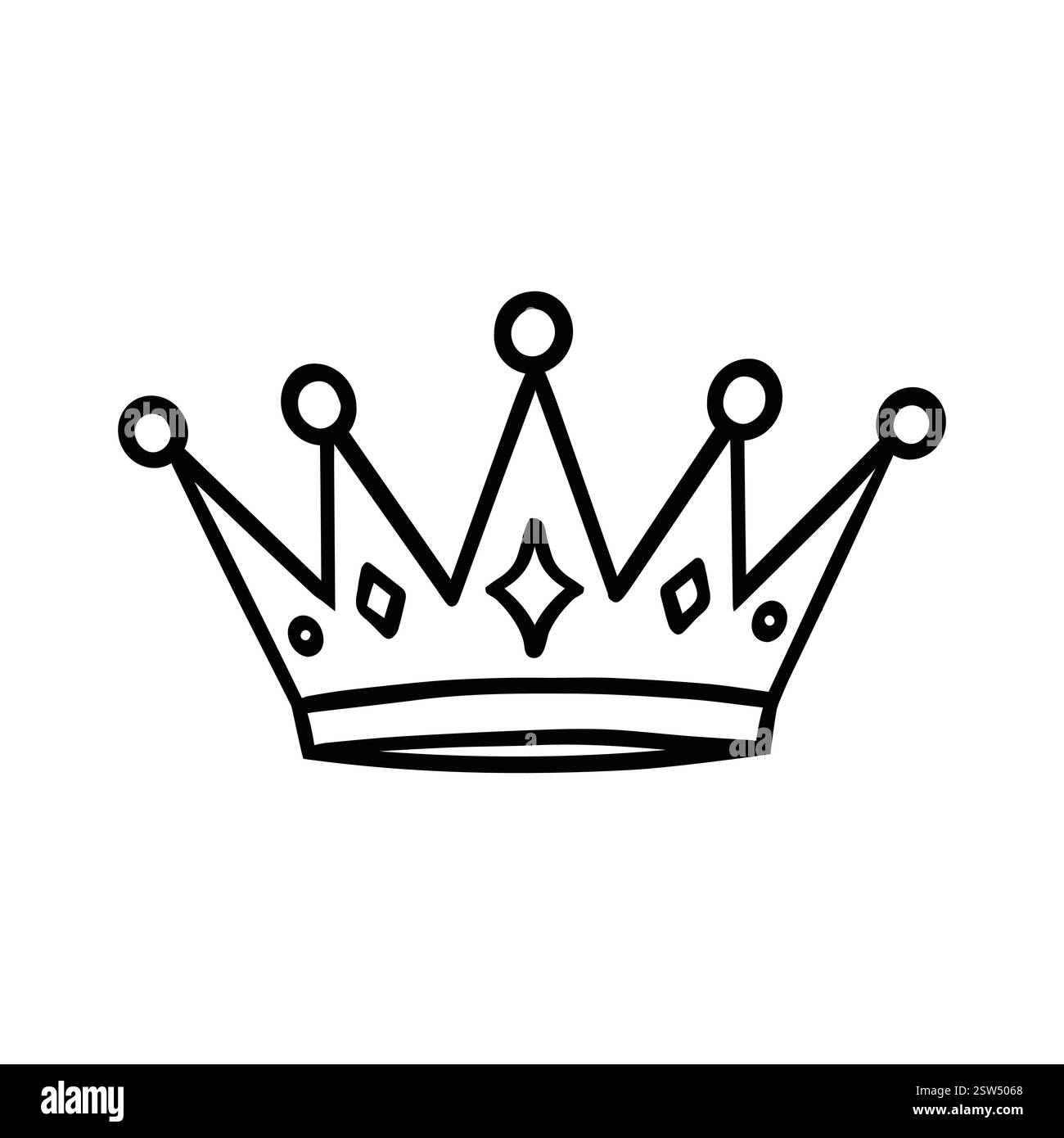 Hand Drawn Crown w Jewels Icon, Royal Symbol for Queen or King Stock ...