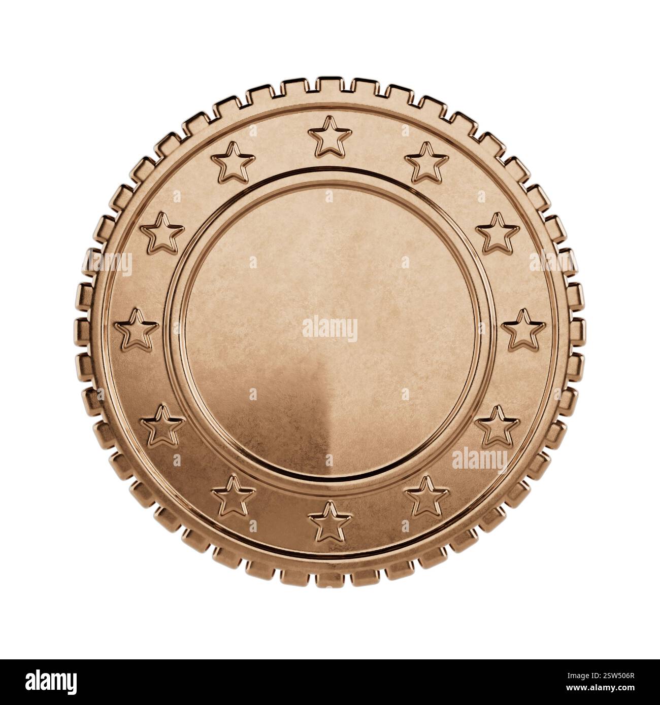 Bronze Mockup Coin with Empty Space for Your Design on a white ...
