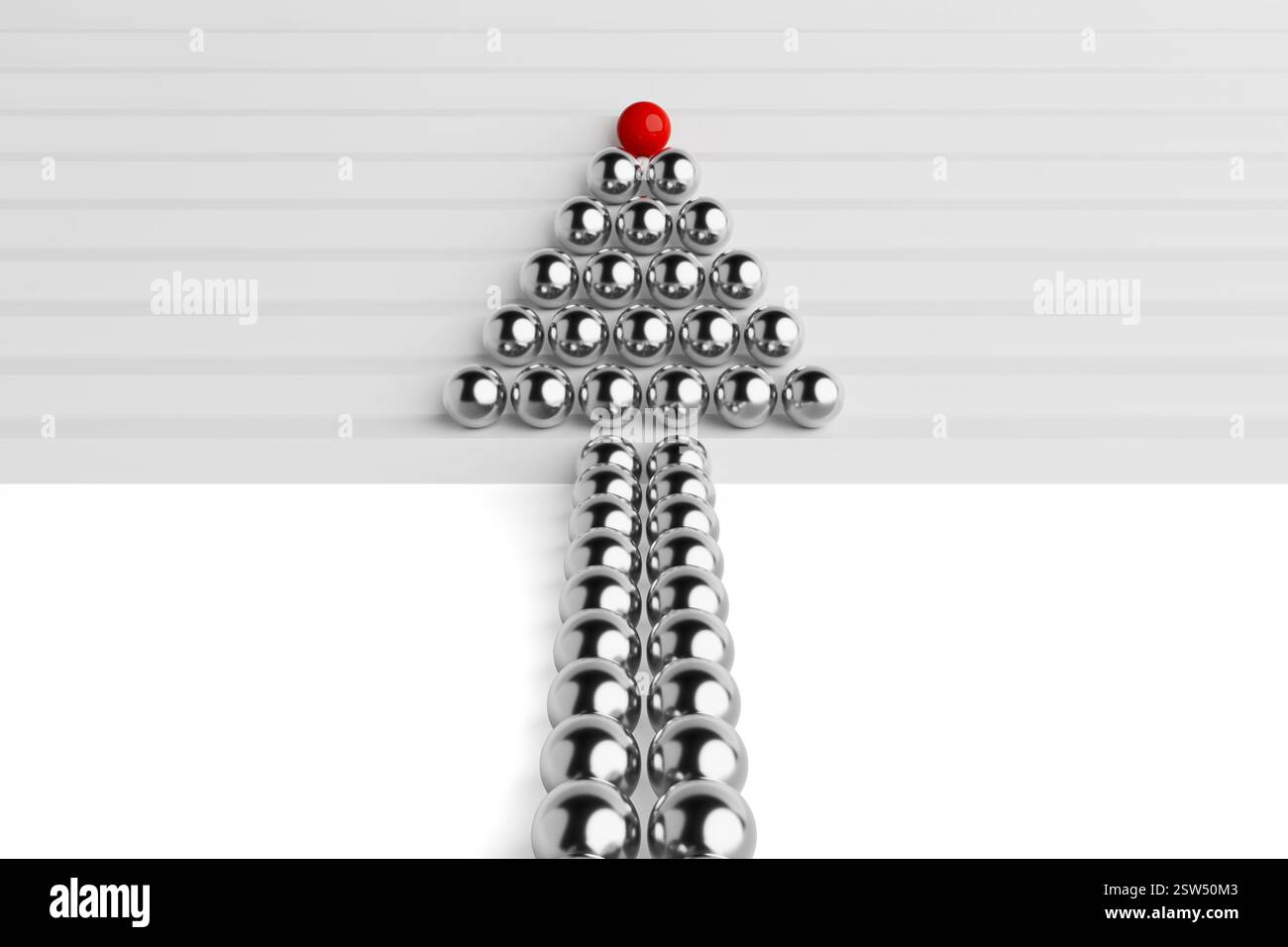 Leadership Concept. Rows of Balls in the Form of an Arrow Ascending ...