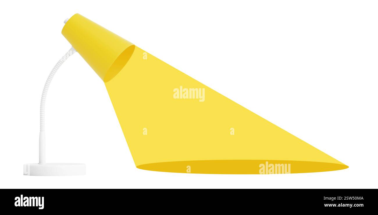 Night Table, Office Desktop Lamp with Yellow Light Beam on a white ...