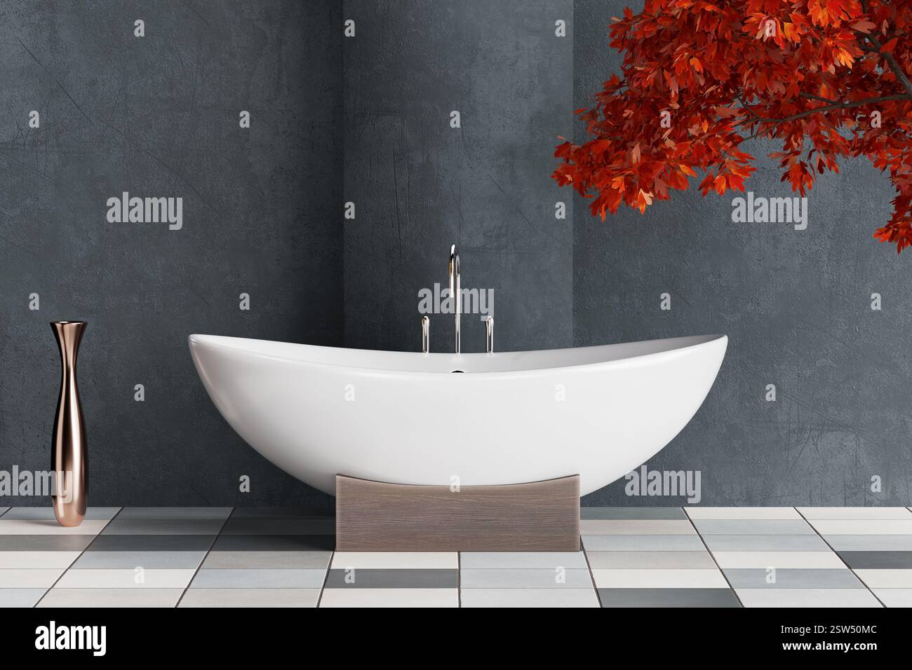 Modern White Bathtube in Abstract Bathroom Interior extreme closeup. 3d ...