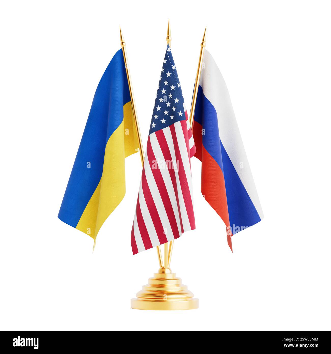 Concept of Peace Negotiations Between Ukraine and Russia. Desktop Flags ...