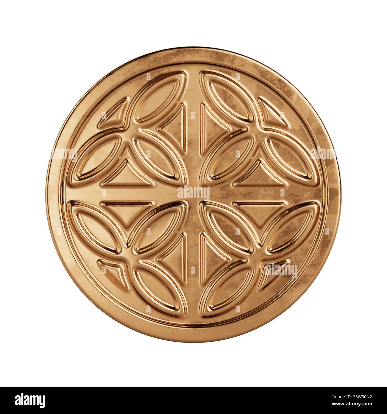 Celtic National Ornament in the Shape of a Golden Circle on a white ...