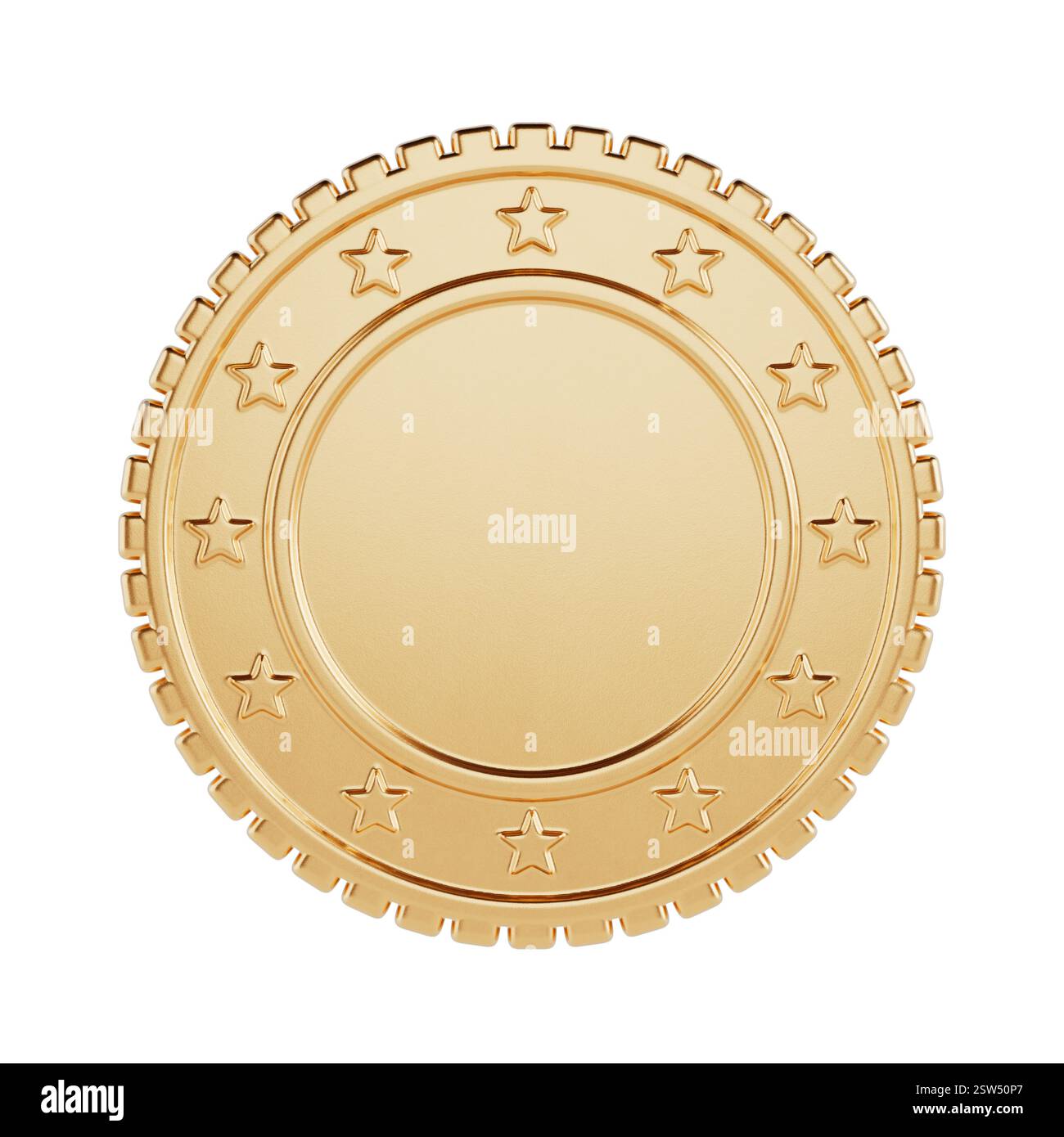 Golden Mockup Coin with Empty Space for Your Design on a white ...