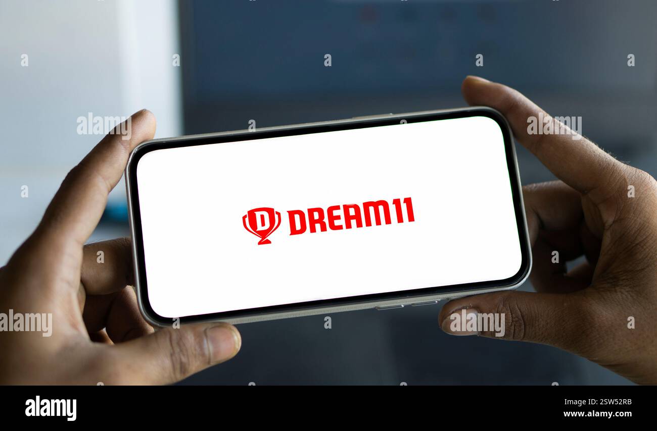 Dhaka, Bangladesh- 26 Sep 2024: Dream11 logo is displayed on smartphone ...
