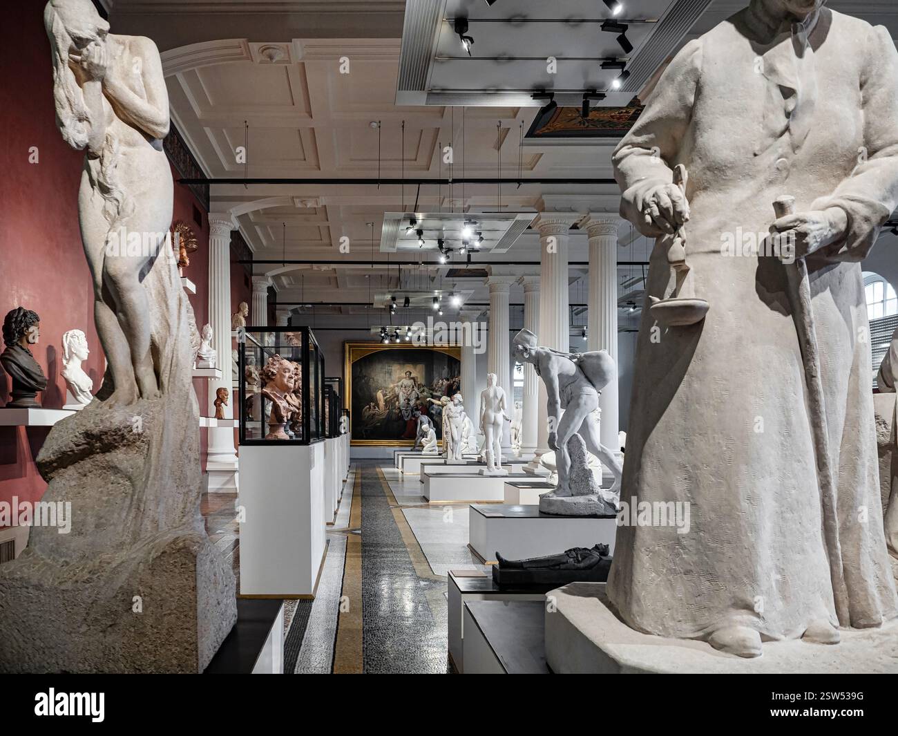 Marble sculptures at the Picardy Museum in Amiens, France. Full-length ...