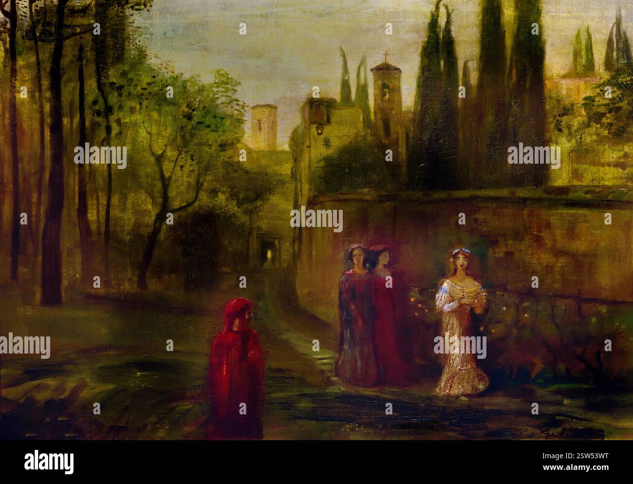 Dante`s Meeting with Beatrice 1906 by Gulacsy Layos 1882 - 1932. Fine ...