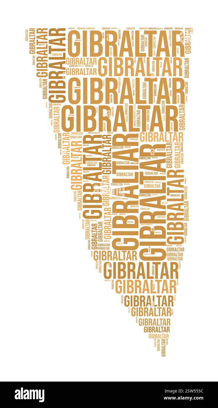 Gibraltar word cloud. Country shape with region division. Gibraltar ...