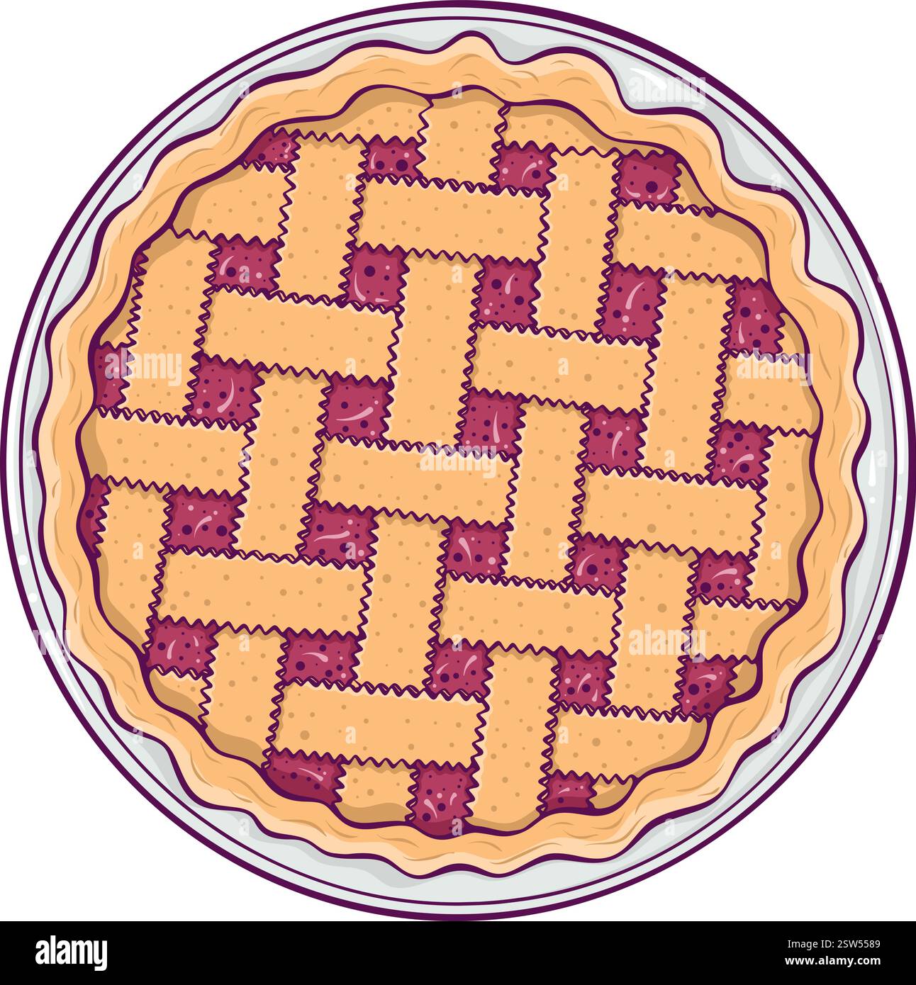 Cherry pie on a plate Stock Vector Images - Alamy