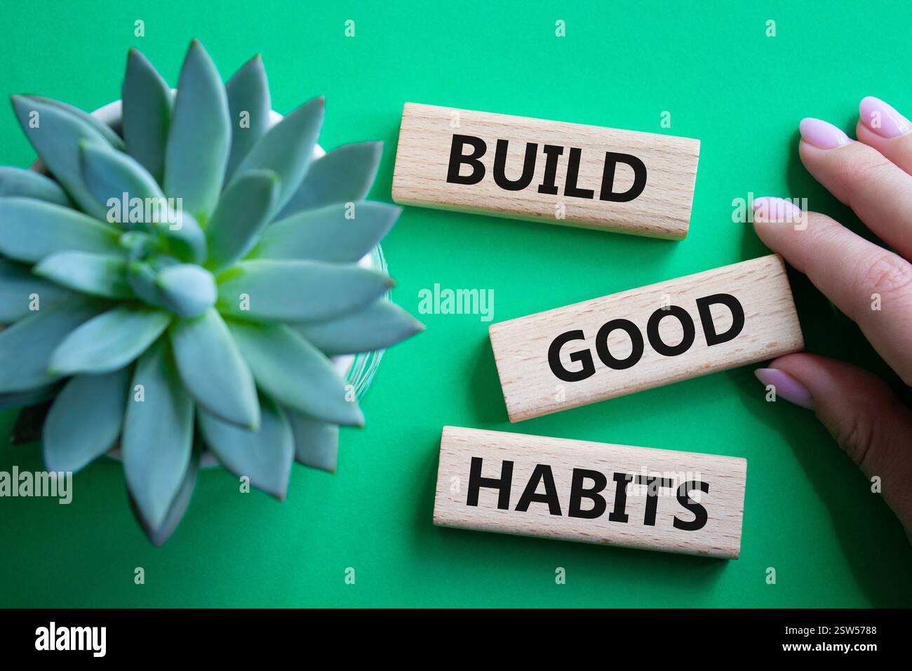 Build good habits symbol. Wooden blocks with words Build good habits ...