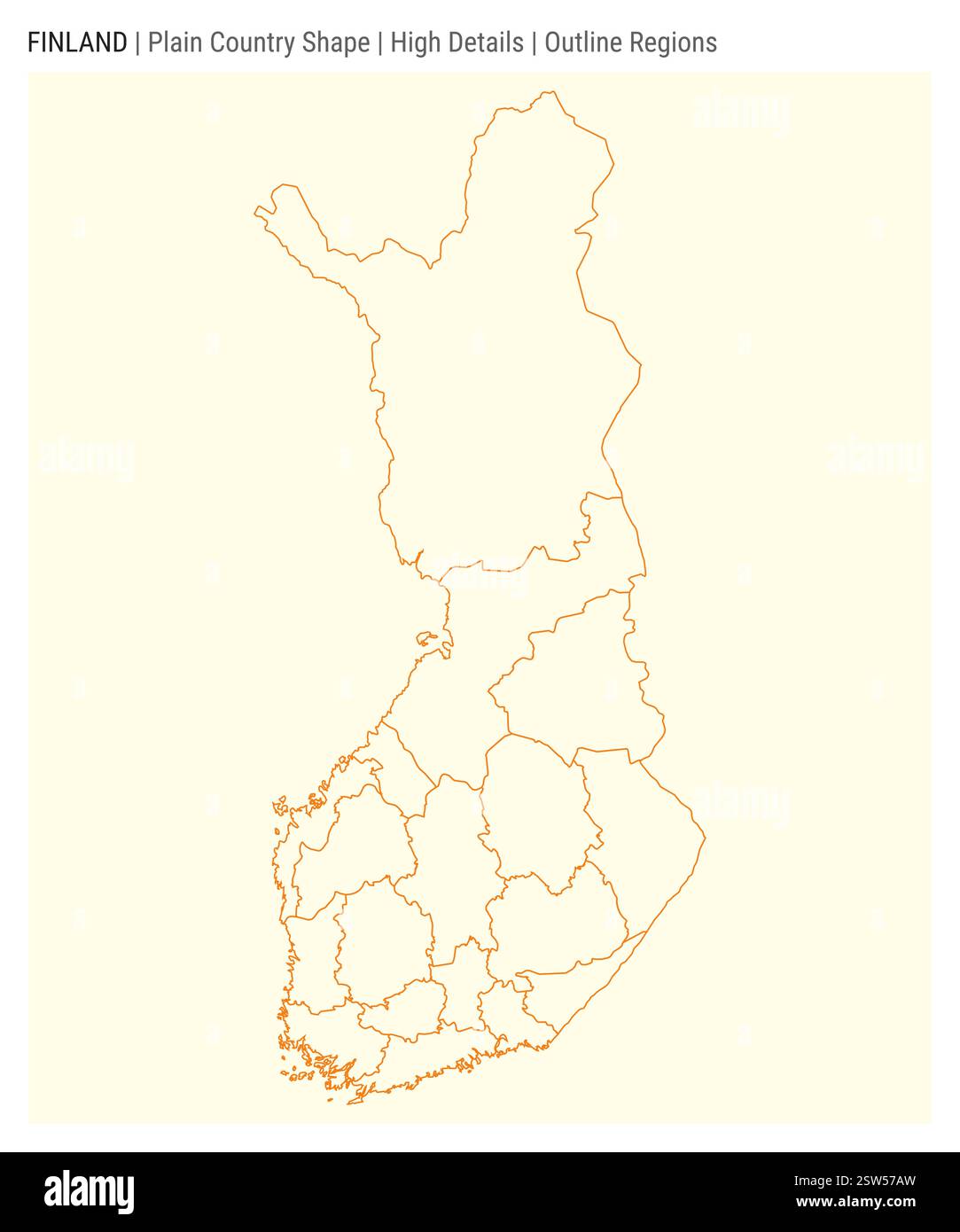 Finland plain country map. High details. Outline regions style. Shape of Finland. Vector ...