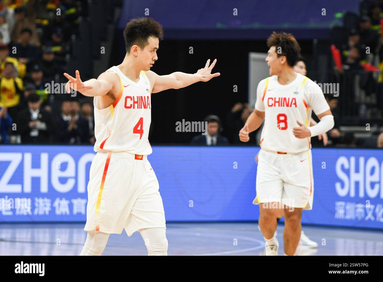 Shenzhen, China. 20 February, 2025. Jiwei Zhao of China during the FIBA ...