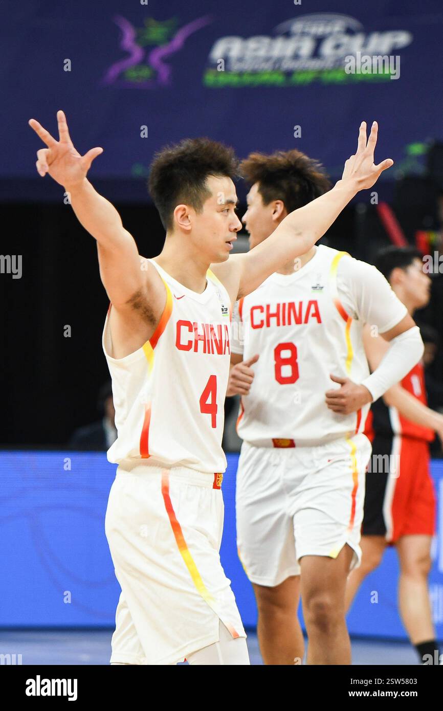 Shenzhen, China. 20 February, 2025. Jiwei Zhao of China during the FIBA Asia Cup 2025 Qualifier ...