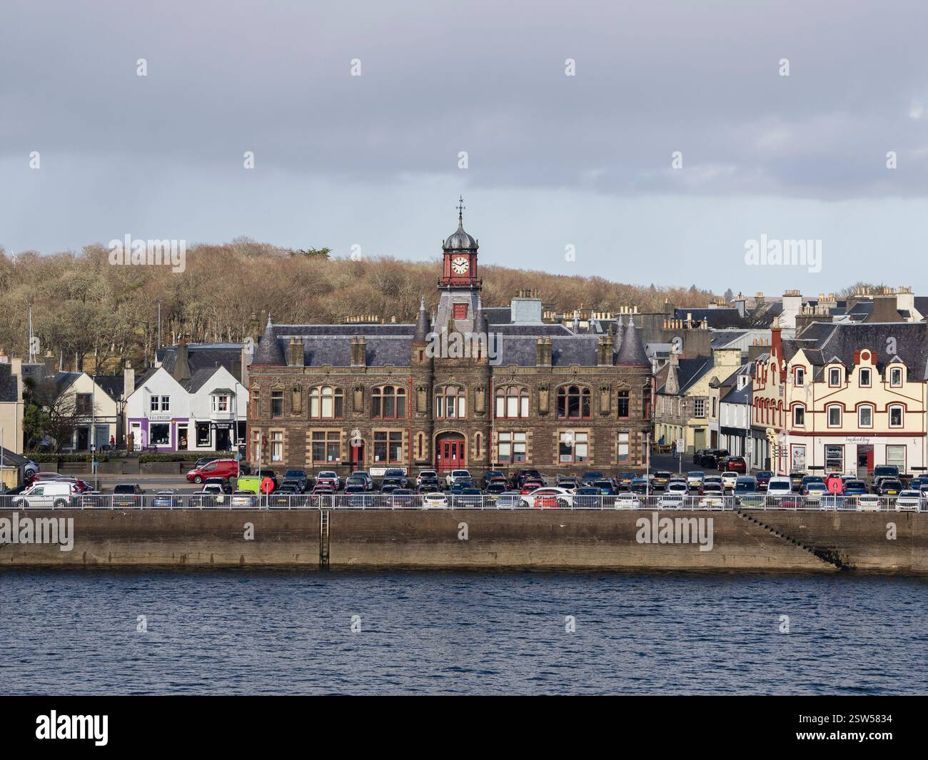 Stornoway Old Town Hall as seen from a departing Calmac ferry ...