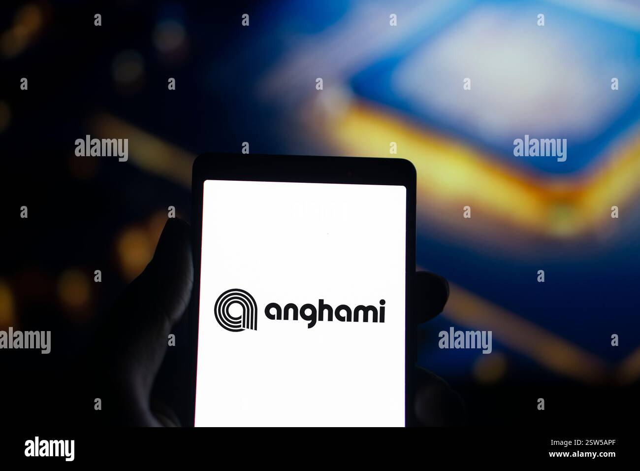 Dhaka, Bangladesh- 28 Sep 2024: Anghami logo is displayed on smartphone ...