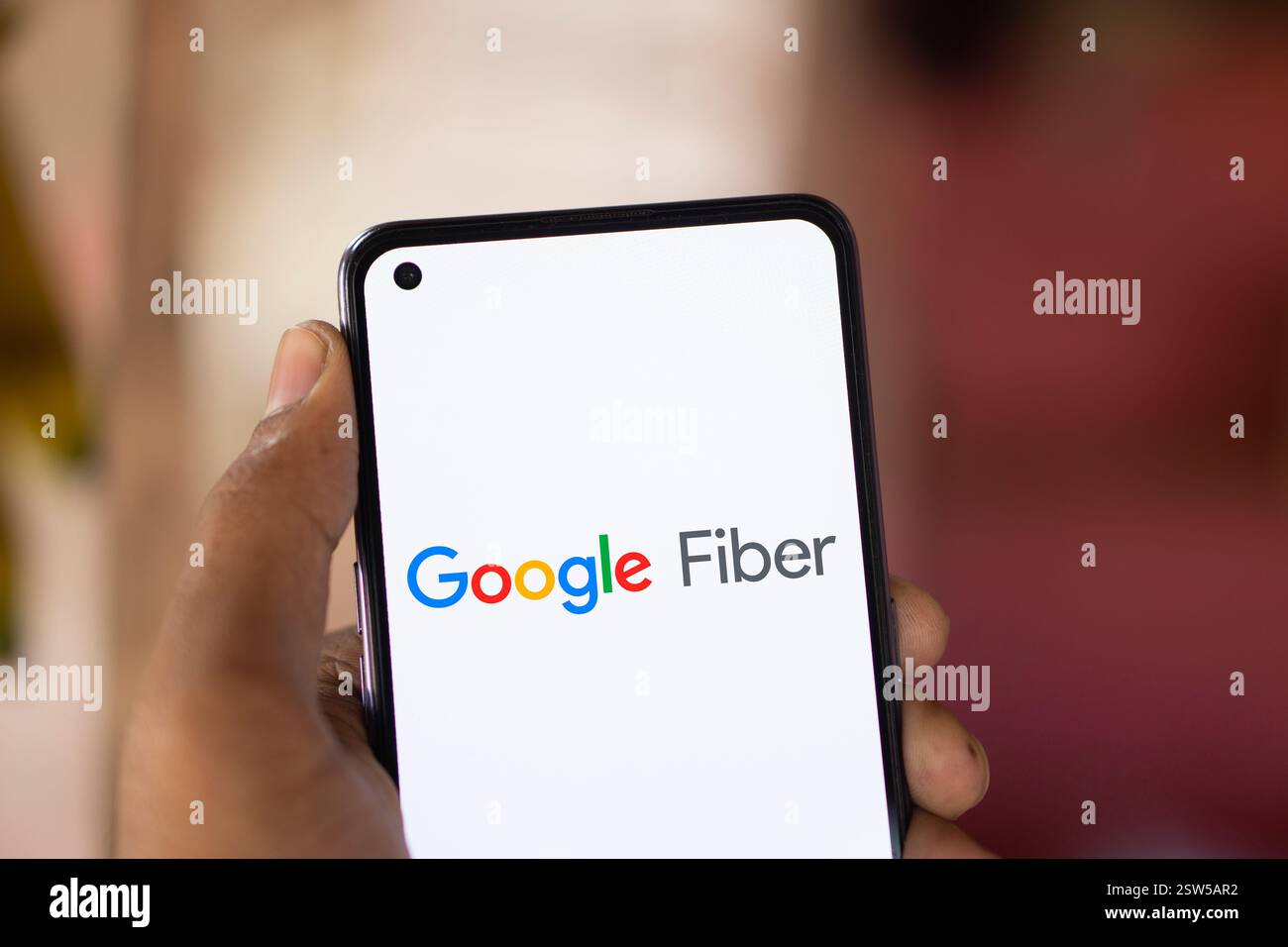 Dhaka, Bangladesh- 28 Sep 2024: Google Fiber logo is displayed on ...