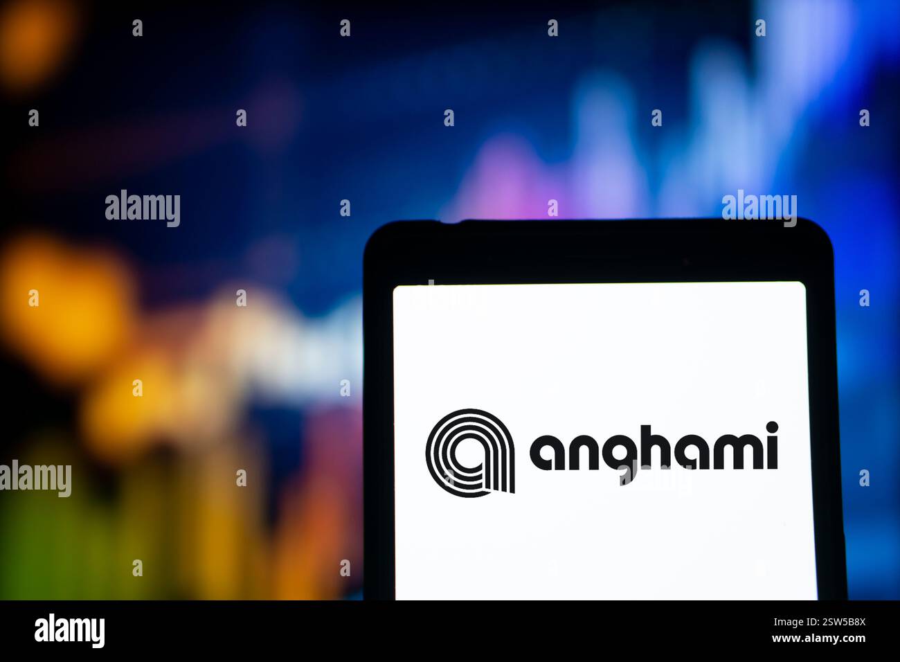 Dhaka, Bangladesh- 28 Sep 2024: Anghami logo is displayed on smartphone ...