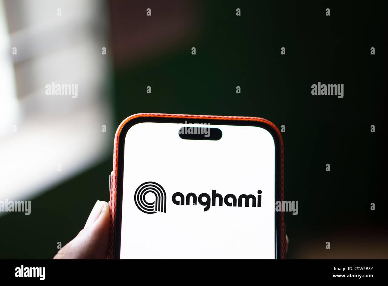 Dhaka, Bangladesh- 28 Sep 2024: Anghami logo is displayed on smartphone ...