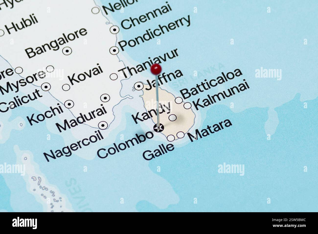 red pin needle into colombo city of sri lanka political map Stock Photo ...
