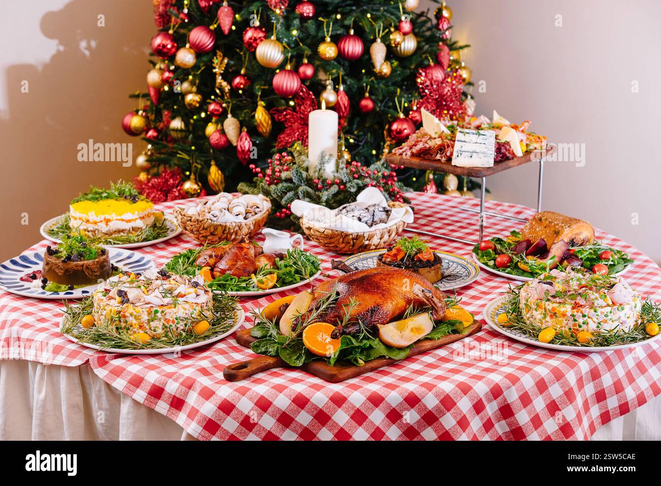 Festive holiday feast with traditional dishes Stock Photo - Alamy