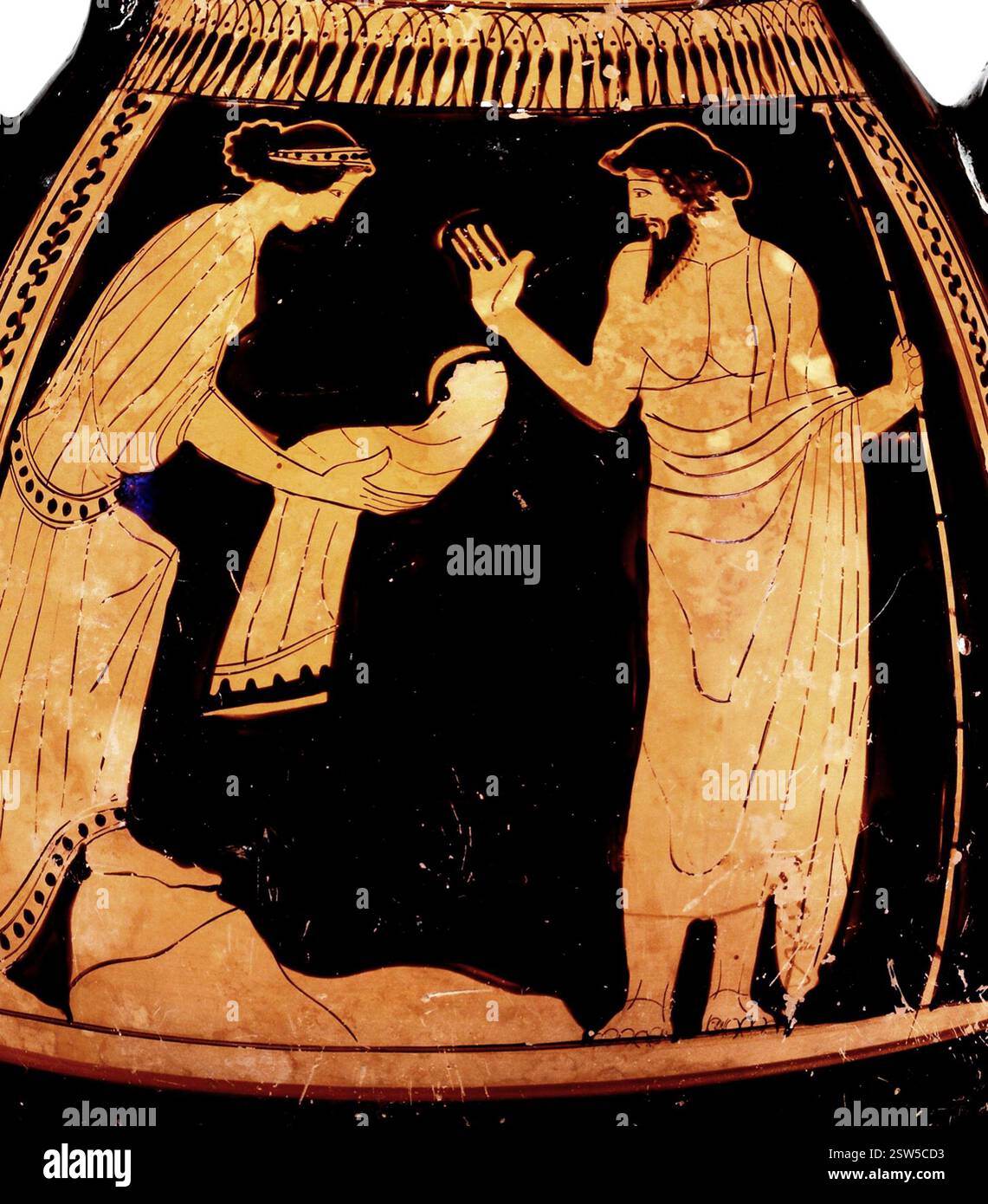 Rhea offers the stone to Kronos, Detail of a red-figure ceramic vase ...