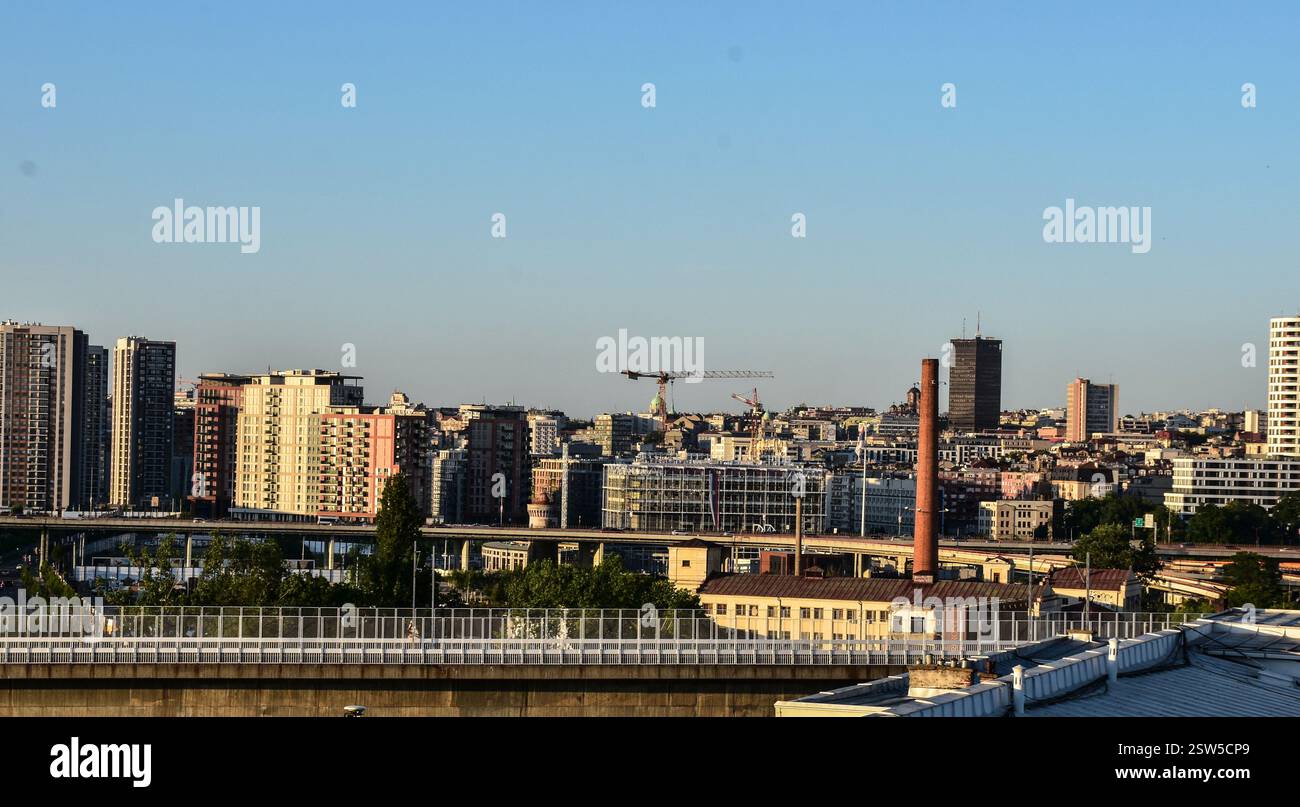 The new urban part of Belgrade is on the banks of the Sava River ...