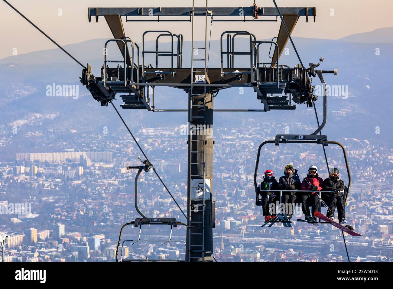 People enjoy winter sports in ski-areal Jested in Liberec, Czech ...