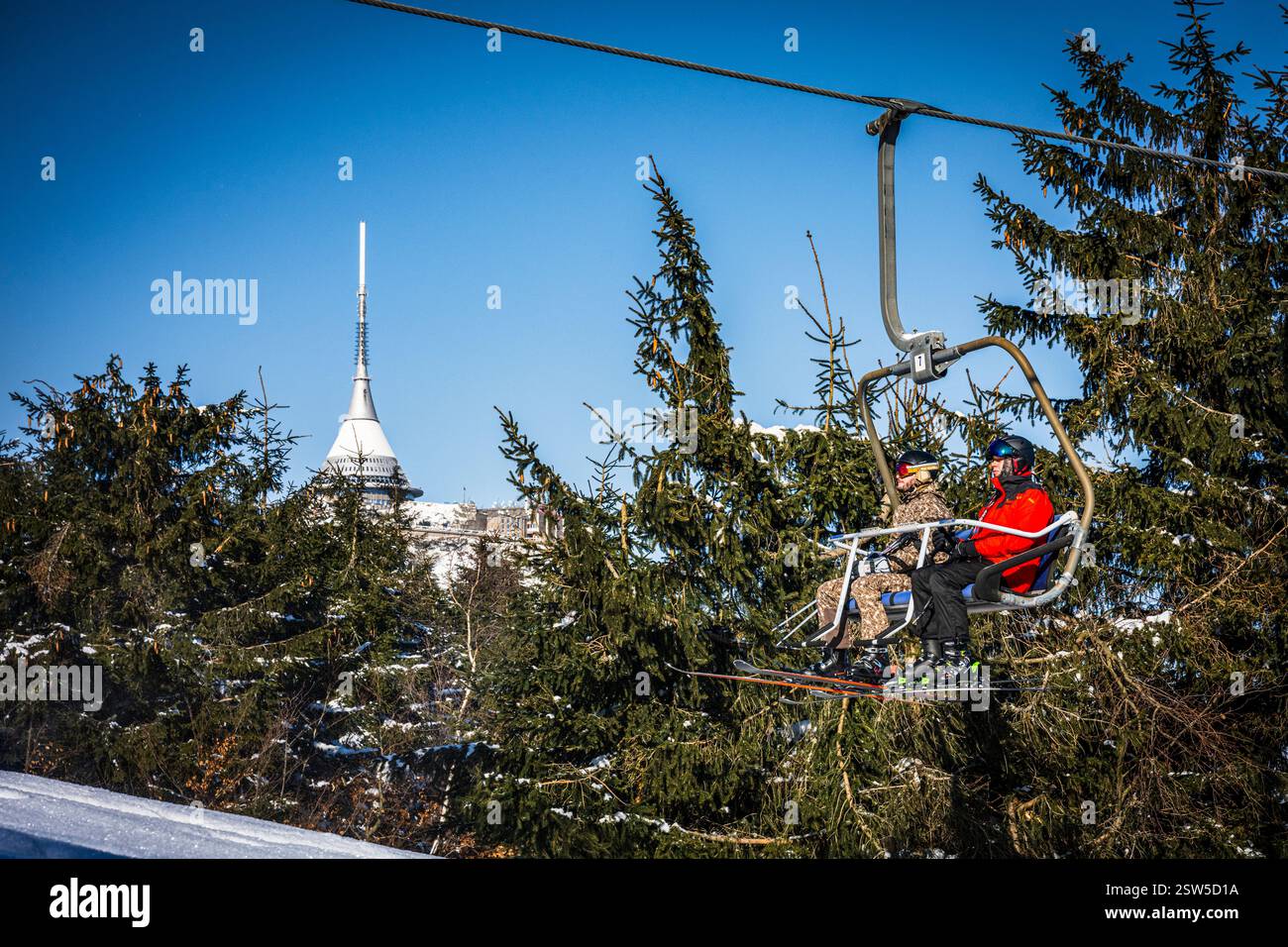 Liberec, Czech Republic. 20th Feb, 2025. People enjoy winter sports in ...