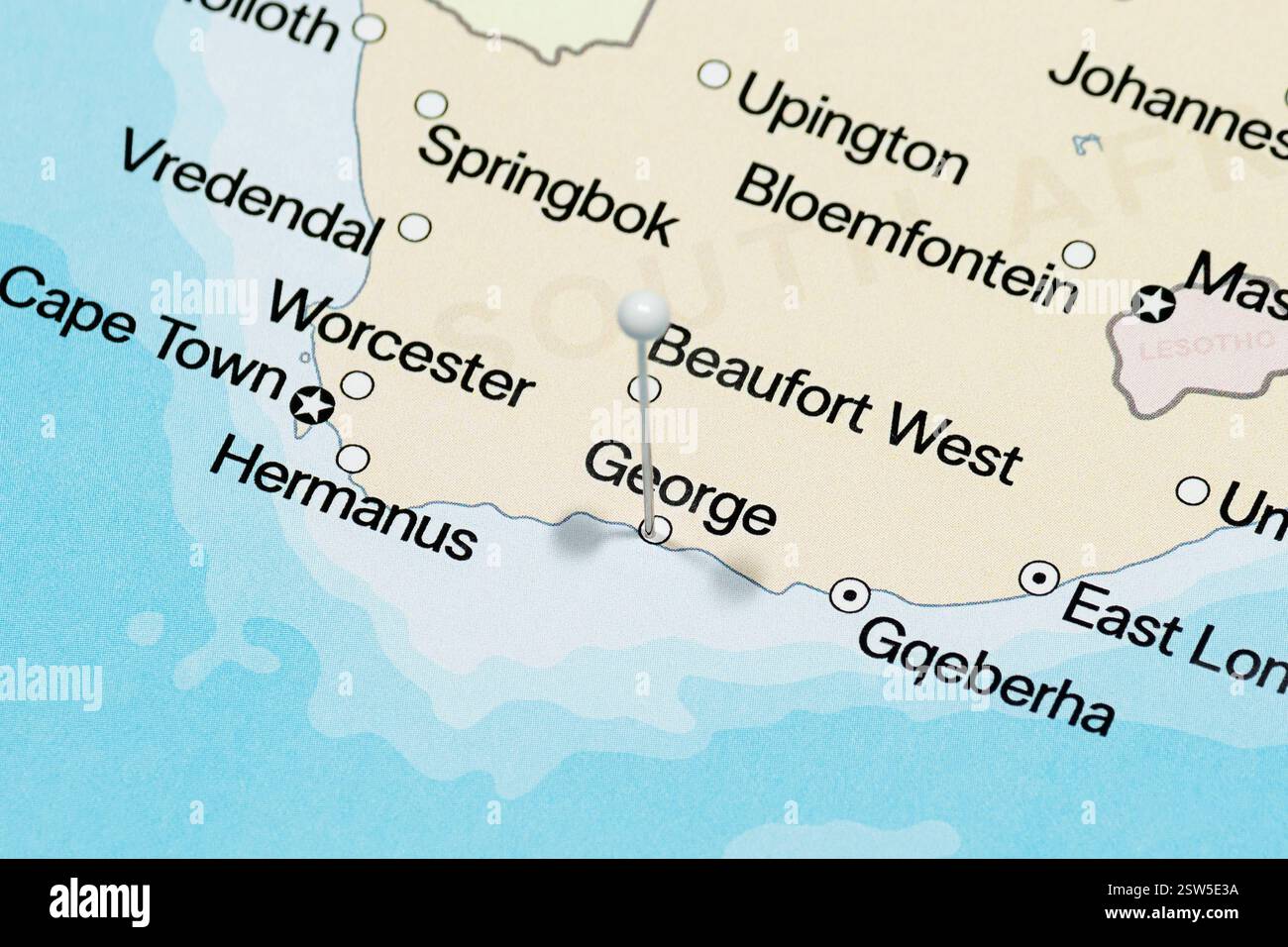 white pin needle into george city of south africa political map Stock ...