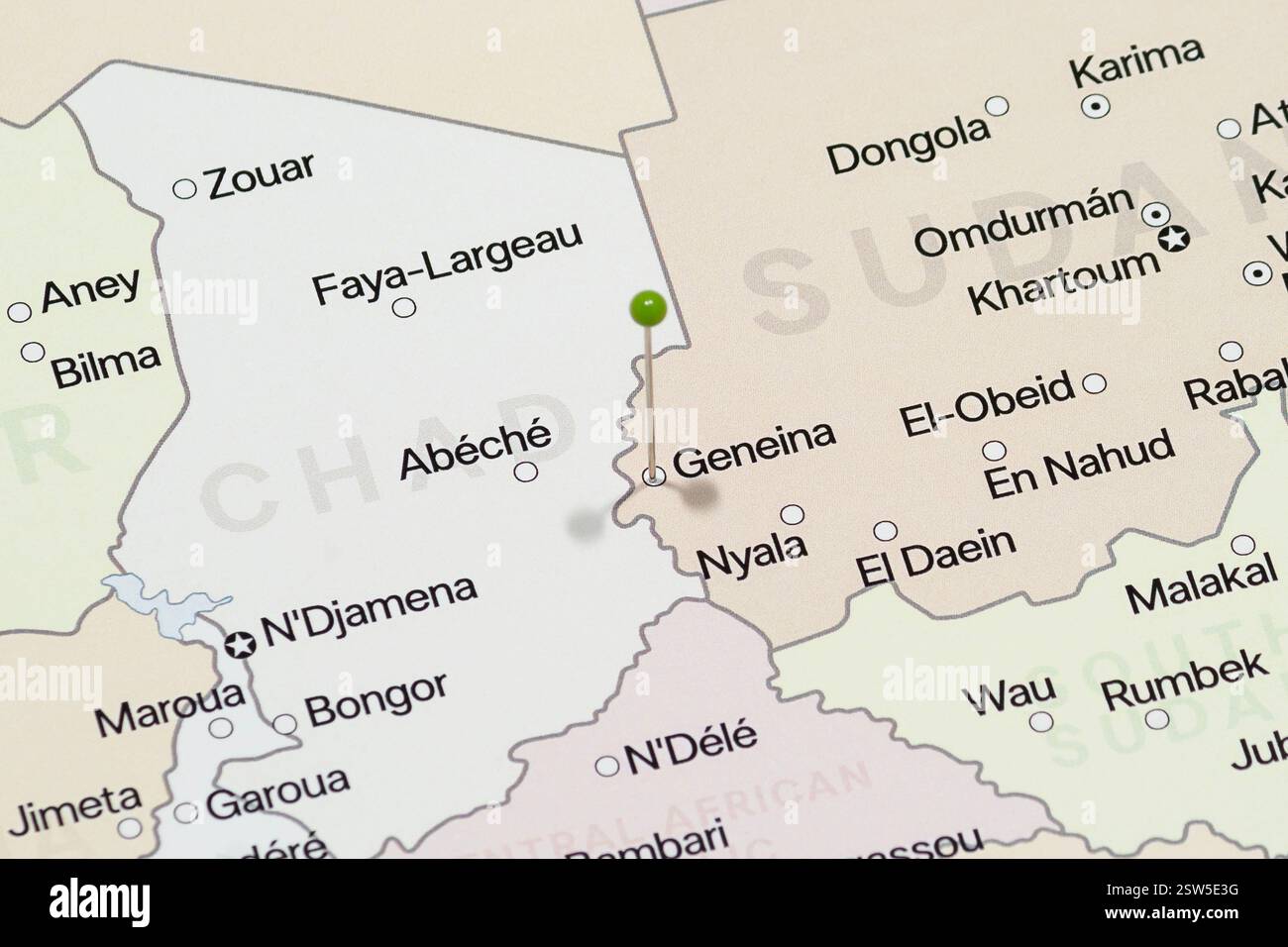 green pin needle into geneina city of sudan political map Stock Photo ...