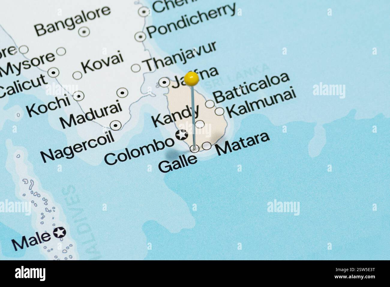 yellow pin needle into galle city of sri lanka political map Stock ...