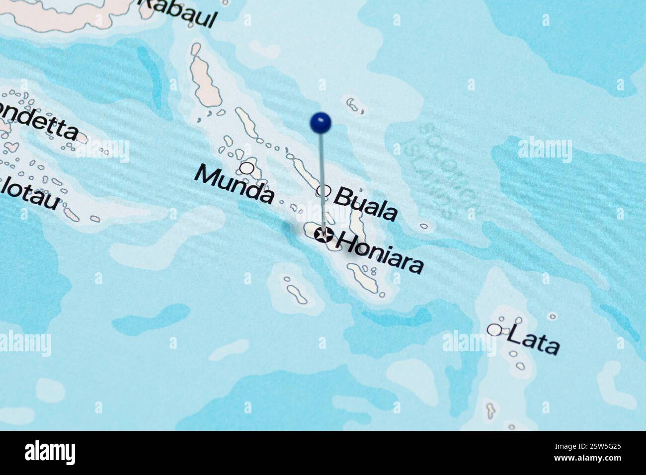 blue pin needle into honiara city of solomon islands political map ...