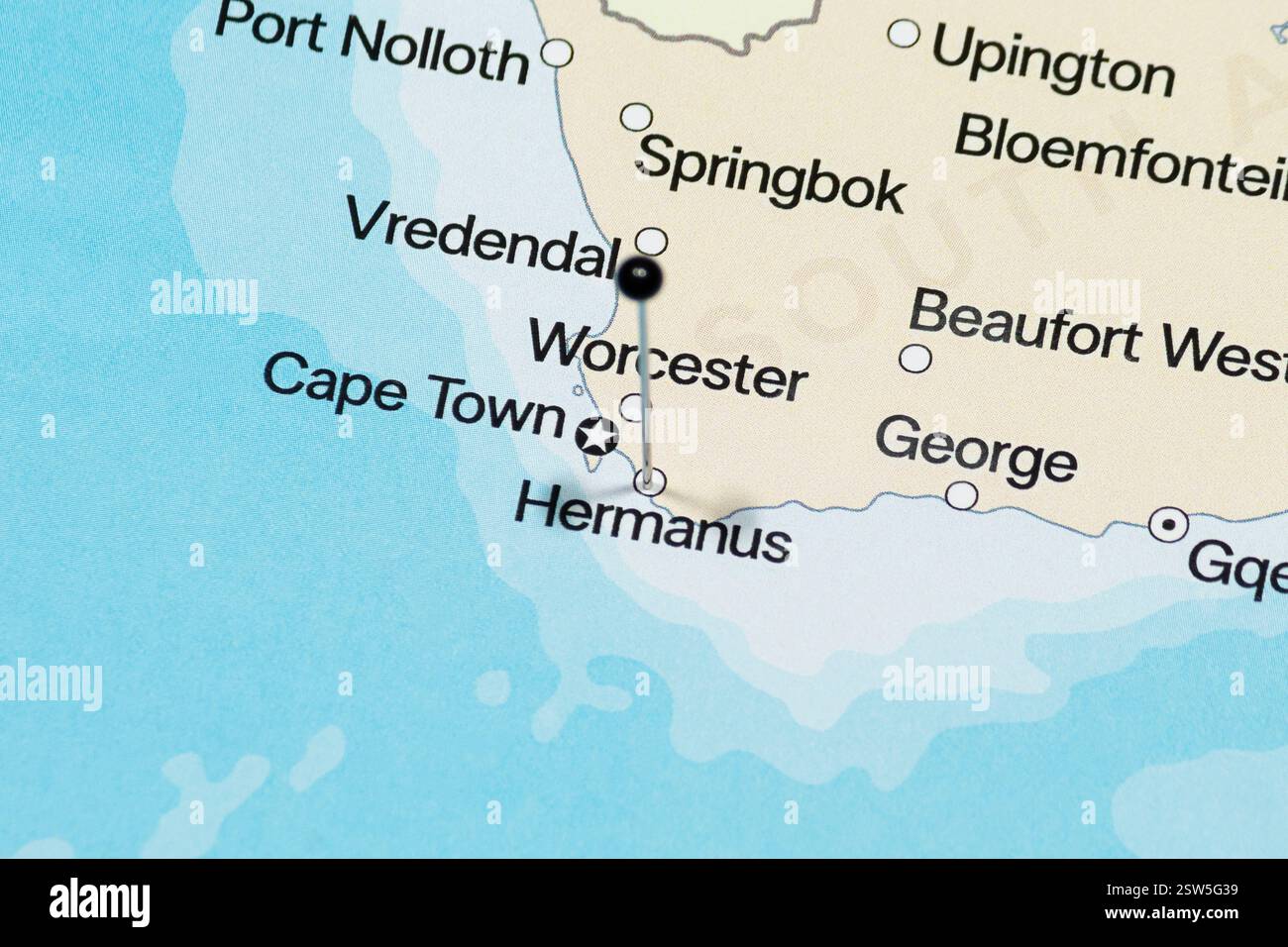 black pin needle into hermanus city of south africa political map Stock ...