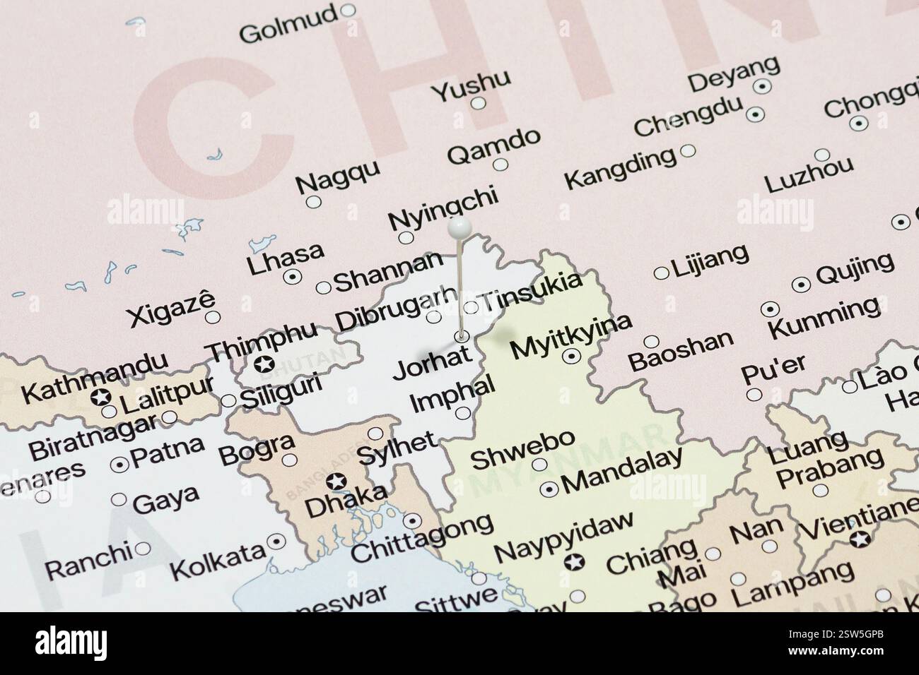 white pin needle into jorhat city of india political map Stock Photo ...