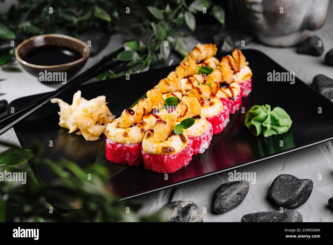 Elegant gourmet presentation of exquisite sushi platter with fresh ...
